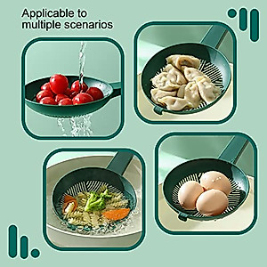 Worparsen Strainer Ladle Plastic Good Grip Colander Spoon Draining Flexible Green
