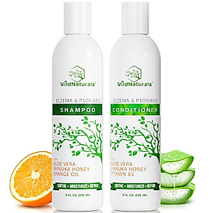 Wild Naturals Eczema Shampoo & Conditioner Set for Men & Women - Anti Dandruff Shampoo for Dry Scalp & Hair - Soothing Relief for Itchy Scalp - Psoriasis Shampoo for Scalp Treatment