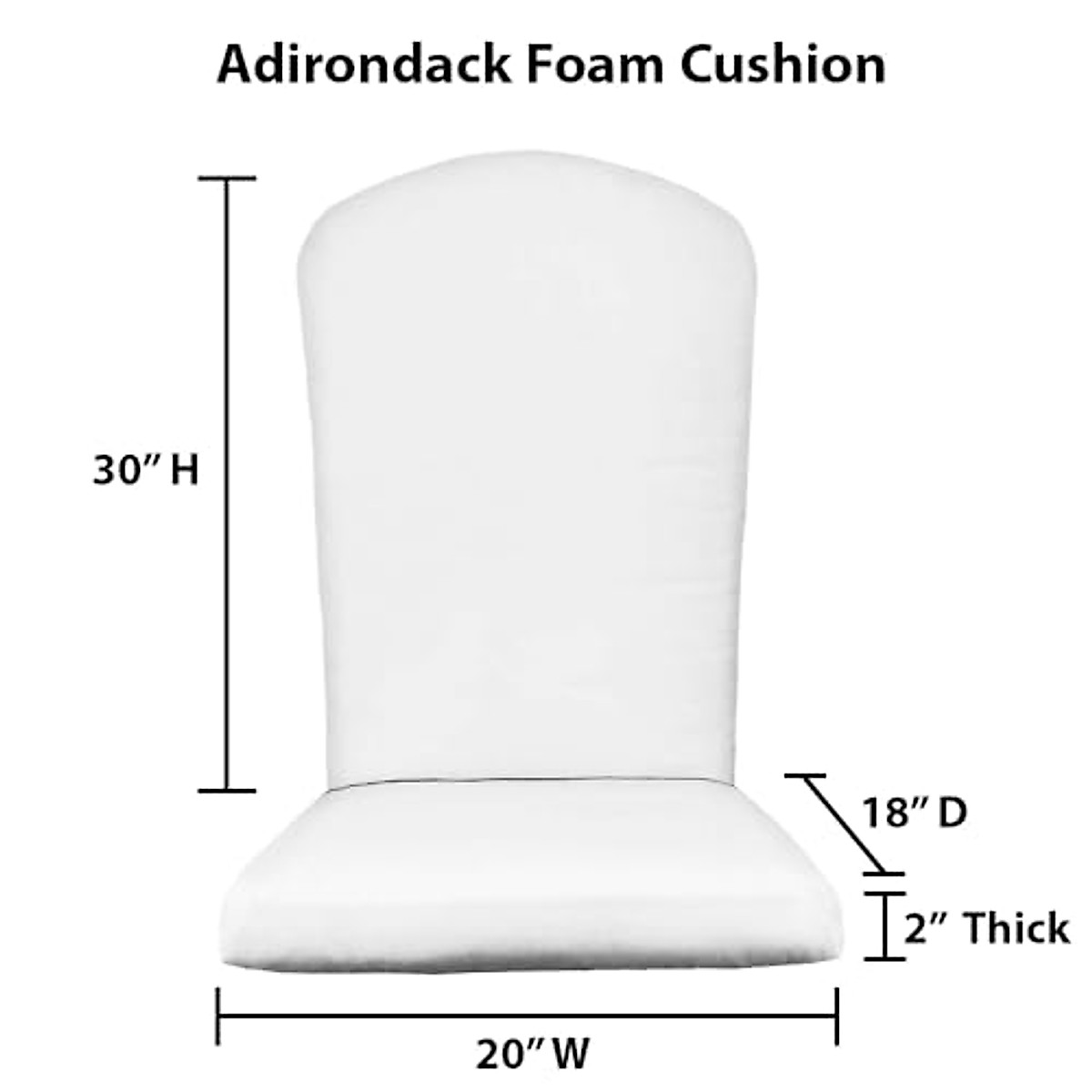 RSH Décor Outdoor Single Tempotest Foam Adirondack Chair Cushion Weather Resistant, (Classic Hunter Green)