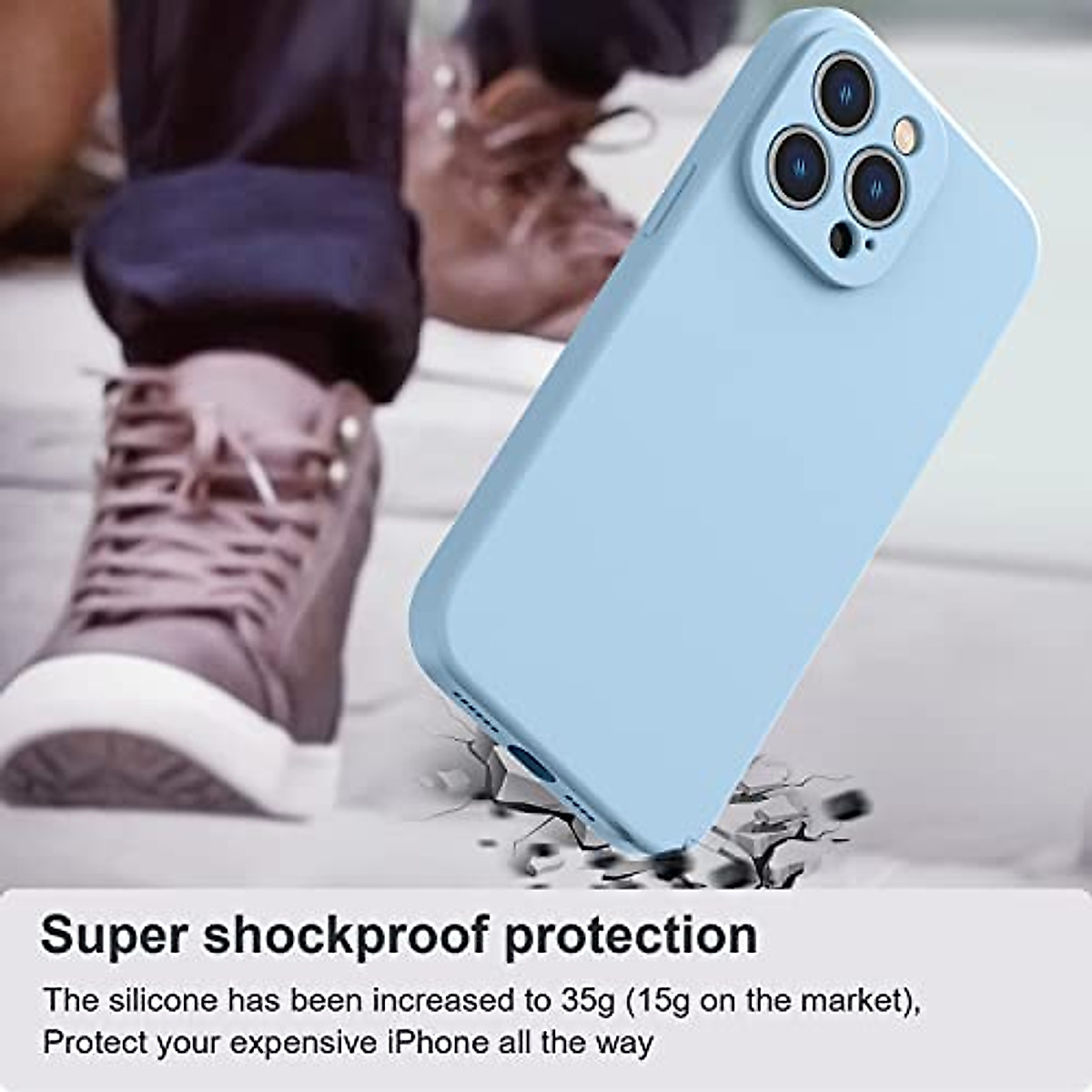 Vooii Compatible with MagSafe iPhone 14 Pro Max Magnetic Case,[Soft Microfiber Lining] [Full Camera Protective] [9H Screen Protector] Liquid Silicone Shockproof Case for iPhone 14 Pro Max - Light Blue