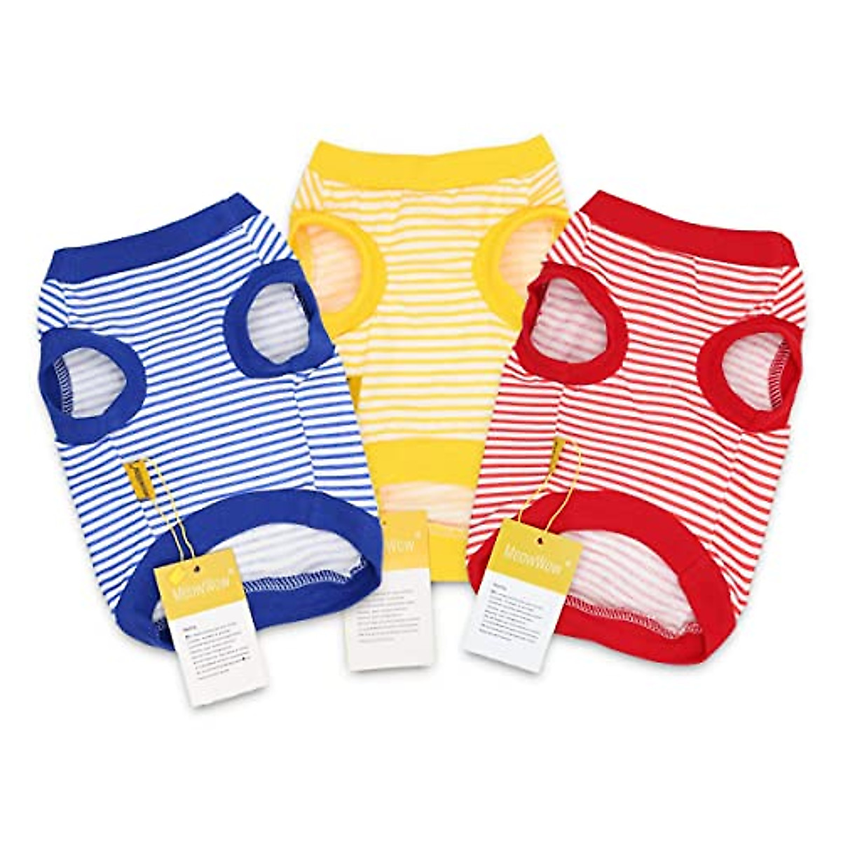 3 Pack Small Dog Puppy T Shirt Summer Striped Dog Clothes Breathable 100% Cotton Cat Shirts for Cats Dogs Girl Boy Tshirt