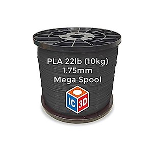 IC3D Grey 1.75mm PLA 3D Printer Filament Mega Spool (10kgs) - Dimensional Accuracy +/- 0.05mm - Professional Grade 3D Printing Filament - MADE IN USA