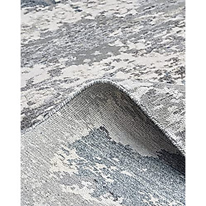 One of a Kind Hand Knotted Hand Made Wool Contemporary Contemporary Gray 8 x 10 Area Rug