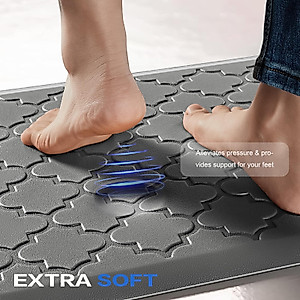 Villsure Kitchen Mat and Rugs, Cushioned Anti Fatigue Kitchen Mats, 1/2 Inch Thick Waterproof Non-Slip Kitchen Runner Rug, Heavy Duty Ergonomic Comfort Standing Desk Mat for Kitchen, Office, Laundry