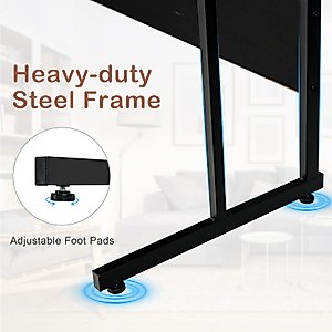 Tangkula L-Shaped Reversible Computer Desk, 2 Person Long Computer Workstation w/Movable Monitor Stand, Large Home Office Corner Desk for Working Writing Gaming (Natural)
