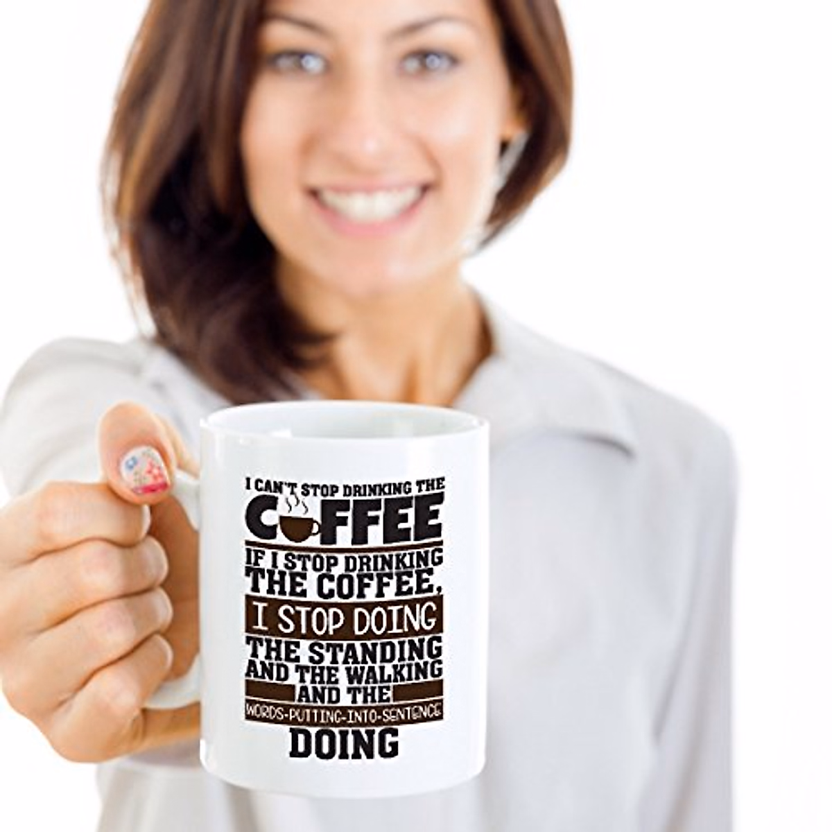 I Can't Stop Drinking Coffee & Tea Gift Mug, Funny Gifts and Ideas for Men & Women Caffeine Lovers (11oz)