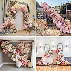 120pcs Dusty Pink Balloons Garland Arch Kit Double Stuffed Boho Balloon Rose Pink Balloon Matte Gold Balloons Cream Beige Balloon for Birthday Girls Baby Shower Bridal Wedding Party Decorations