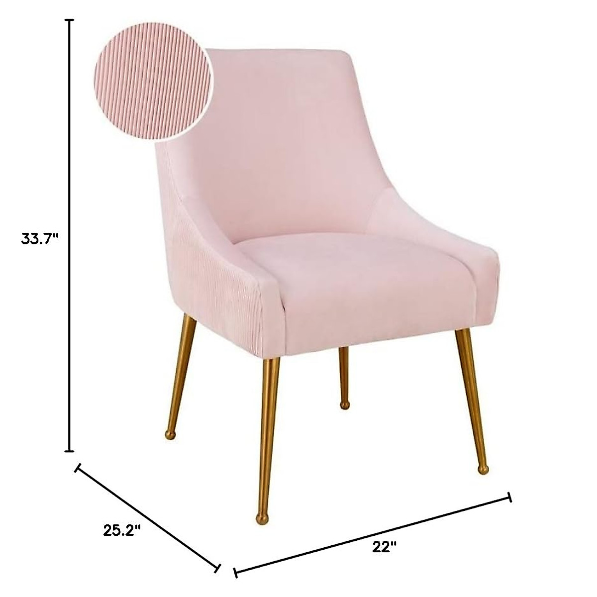Tov Furniture Beatrix Pleated Velvet Dining Side Chair (Blush)