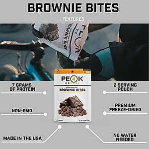 Peak Refuel Fudge Brownie Dessert Bites | Freeze Dried Backpacking and Camping Food | Tasty Trail Treat | High Protein Snack Packs (Brownie 1-Pack)