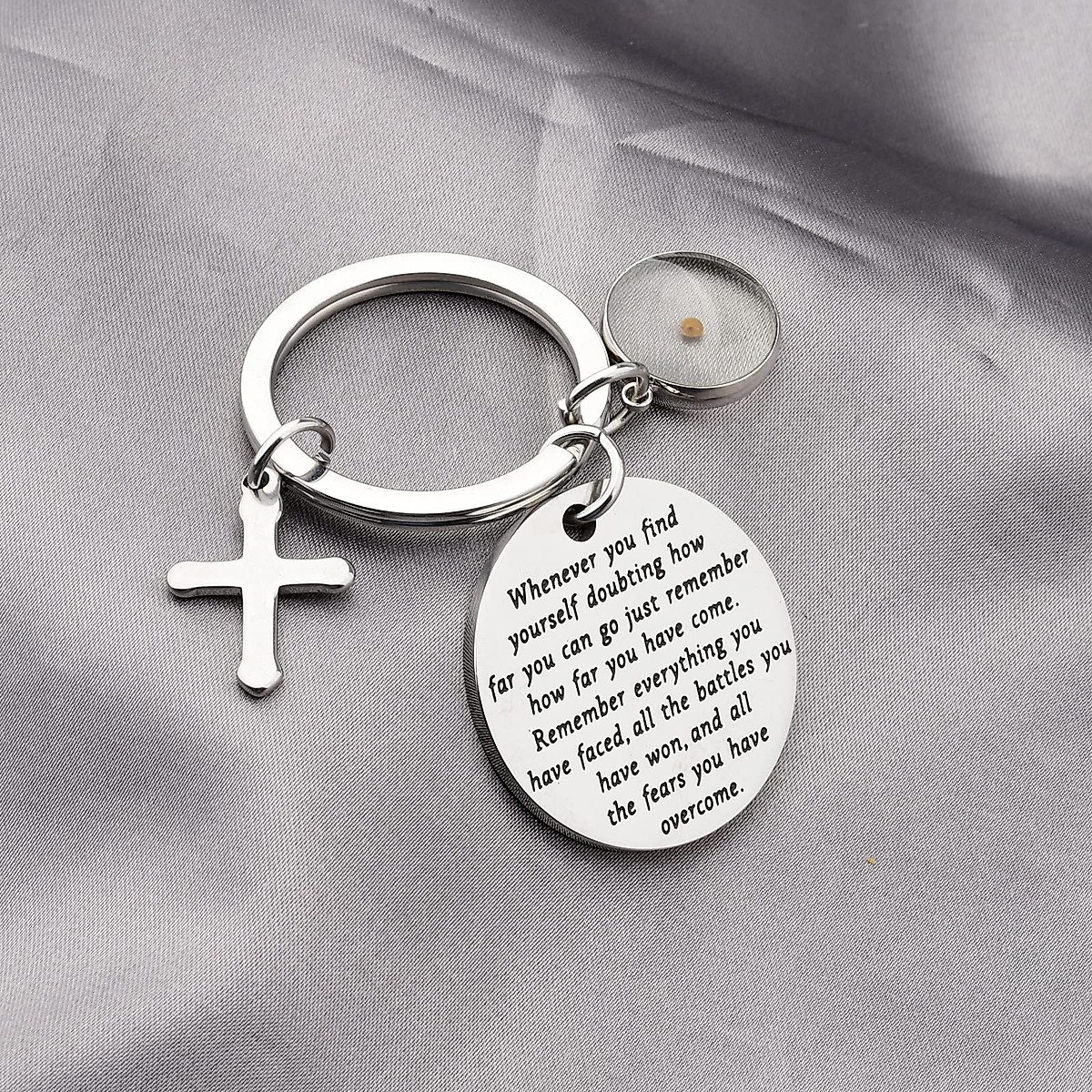 TIIMG Mustard Seed Inspirational Quote Keychain Faith Jewelry Religious Christian Gift Motivational Gift (Mustard Seeds whenever)