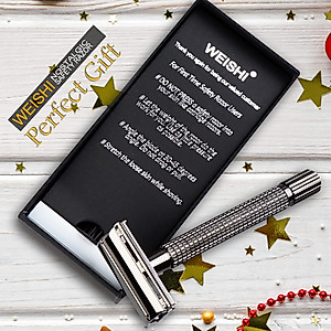 WEISHI Safety Razor Double Edge Nostalgic Long Handle Butterfly Open Razor