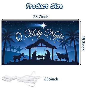WATINC Christmas Nativity O Holy Night Backdrop XtraLarge Xmas Birth of Jesus Winter Holiday Religious Christian Party Wall Decorations Supplies Photo Props Booth for Home Church Outdoor 78 x 45 Inch