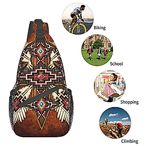 MANQINF Native American Sling Backpack, Multipurpose Crossbody Shoulder Bag Travel Hiking Daypack for Women Men