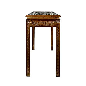 Benjara Mai 36 Inch Classic Wood Console Table, 1 Drawer, Floral Carving, Brown
