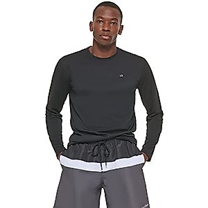 Calvin Klein Men's Standard Light Weight Quick Dry Long Sleeve 40+ UPF Protection, Black, Medium