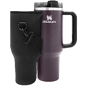 Fitted Sling Bag for Stanley 40 oz Tumbler with Handle, Protective Sleeve Replacement Cover with Shoulder Strap, 40oz Adventure Quencher Cup Accessories (Fits H2.0 FlowState with Straw Lid (Neoprene)