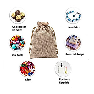 KUPOO Burlap Gift Bags Wedding Hessian Jute Bags Linen Jewelry Pouches with Drawstring for Wedding Party,DIY Craft and Christmas (Natural, 5X7 Inch (30pcs))