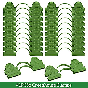 40pcs Greenhouse Clamps, 6mm PP Double Head Fixed Greenhouse Clamp, Plant Stakes Garden Snaps Pipe, Netting Hoop Row Cover, for Home Garden Season Plant Extension Support(Green)