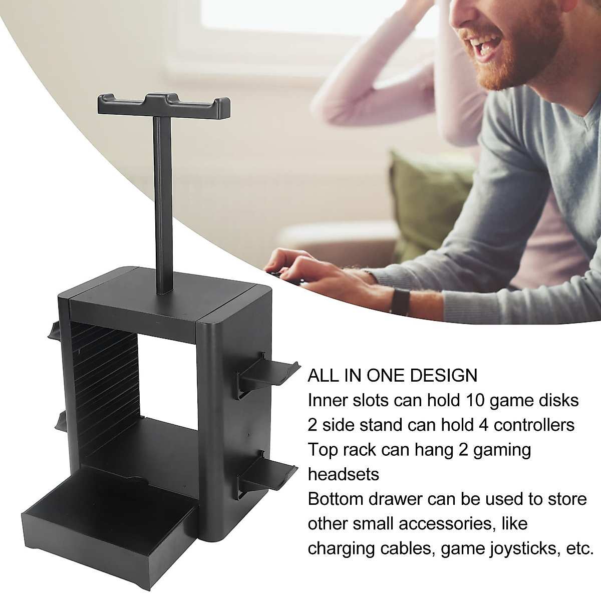 Pomya Game Storage Tower, Multi Purpose Desktop Storage Rack All in One Design, ABS Gamepad Disc Storage Bracket for, for, for Xbox Series