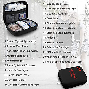 Monoki First Aid Kit, 201 Pcs Emergency Medical Supplies Safety First Aid Kit for Home, Office, School, Car, Boat, Travel