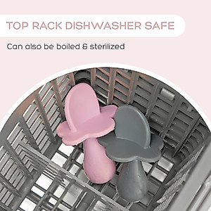 Grabease Baby Silicone Spoon Set for Baby-Led Weaning & First Stage Self-Feeding: Soft, Safe 100% Food-Grade Silicone, Safe for Dishwasher, No BPA/PVC/Latex/Phthalates, Set of 2 Blush Spoons