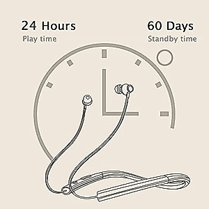 ESSONIO Bluetooth Headphones Wireless Earbuds Neckband with mic Noise Cancelling Wireless Headset 400 Hours Standby timefor Sports (in Ear Black)