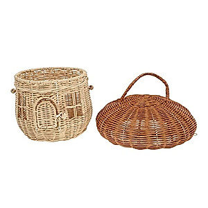 MAGICLULU 1pc Natural Rattan Mushroom Storage Basket Creative Handmade Rattan Storage Basket with Handle Desktop Rattan Basket With Lid for Desktop Storage Decoration Photo Props
