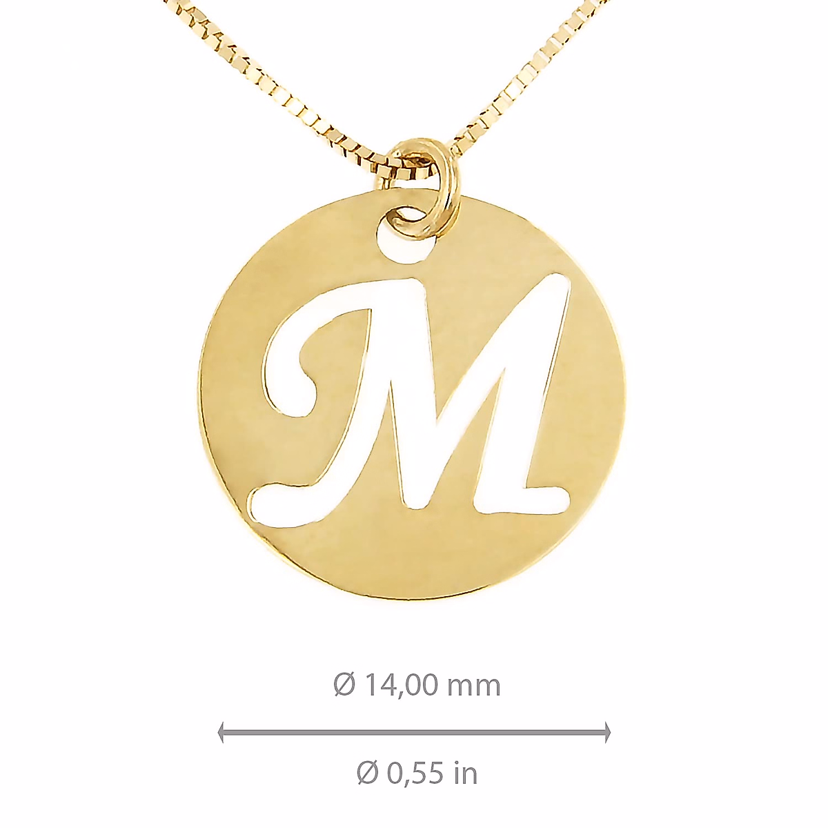 14k Gold Small Initial Medal Pendant Necklace for Girls Teen | Chain 16+2 inches | Jewelry from Italy
