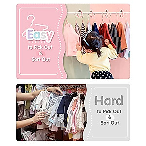 Kids Velvet Hangers, VIS'V 11 Inch Pink Non-Slip Baby Clothes Hangers with 6 Pcs Cute Clothing Dividers for Infant Toddler Boys & Girls Closet Organizer - 30 Pack