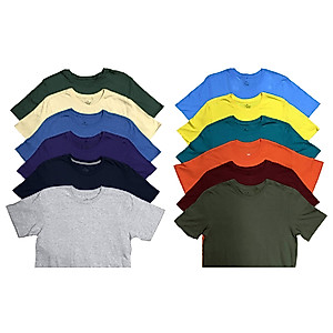 BILLIONHATS 12 Pack Plus Size Men's Cotton T-Shirt Bulk Big & Tall Short Sleeve Lightweight Premium Fitted Classic Tees, Size Medium