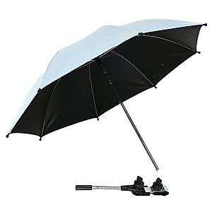 Baby Strollers Umbrella with Adjustable Clamp,Children Buggy Sun-Proof Parasol with Clip On UPF 50+ Great for Pushchair Pram (Blue)