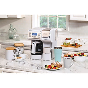 Hamilton Beach FlexBrew Trio 2-Way Coffee Maker, Compatible with K-Cup Pods or Grounds, Single Serve & Full 12c Pot, White with Stainless Steel Accents, Fast Brewing