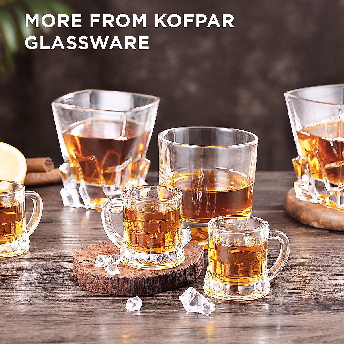KOFPAR 6 Pcs Shot Glasses, Mini Beer Mug Shot Glasses with Handles, 50 ml/1.8 oz Shot Glasses for Vodka, Whiskey, Tequila, Espresso, Perfect Valentine's Day Gift for Men Women Birthday Gifts (Glass)