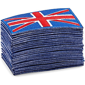 Okuna Outpost UK Flag Iron On Patches, United Kingdom Patch (3 x 0.6 x 1.9 in, 24 Pack)