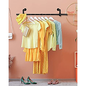 MUZIK 2Pcs Clothes Rack, 45 Inch Industrial Pipe Wall Mounted Garment Rack, Multi-Purpose Closet Rods for Hanging Clothes, Heavy Duty Detachable Hanging Rod for Laundry Room and Closet Storage