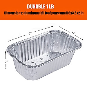 DONSIQIZZ Aluminum Pans (50 Pack) 1 Lb Mini Loaf Pan,Disposable Foil Bread Pan Mini Loaf Baking Pan Tins 6'' X 3.5'' X 2''