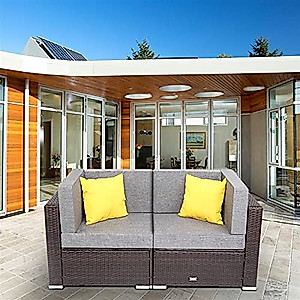 SAWQF 2 Pieces Patio PE Wicker Rattan Corner Sofa Set Patio Furniture Set for Garden and Outdoors