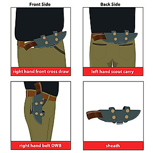 GCS Handmade D2 Tool Steel Tactical knife Hunting Knife CampKnife with leather sheath Full tang blade designed for Hunting & EDC GCS 235 (Horn Handle)