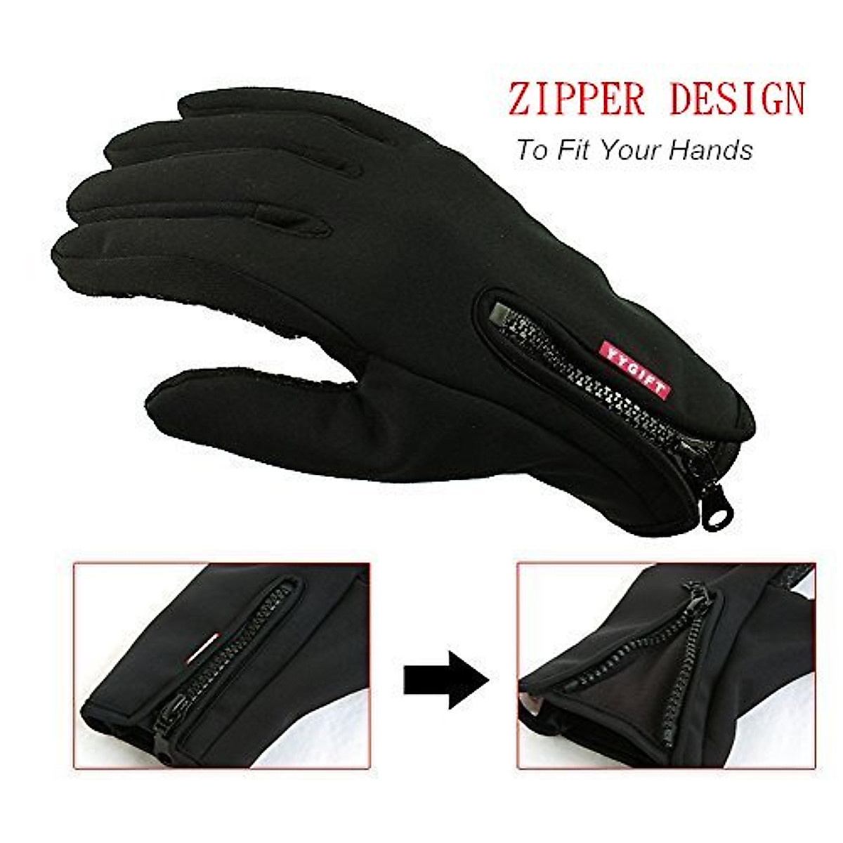 YYGIFT Touch Screen Gloves Outdoor Sports Winter Gloves Wind-Stopper for Men Women (Updated Version-Black, L)