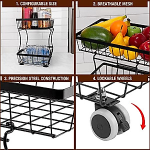 Asani Slim Kitchen Organization Shelf Rack, Convertible 4 Tier Wire Rack Shelving with Wheels, Works as Bathroom Shelf Organizer, Spice Rack Organizer, Wire Fruit Basket, Laundry Room Storage
