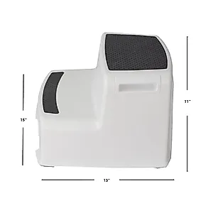 Small Step Stool for Adults and Children (Single Pack), White | by Home Basics | Tall Step Stool with Rubber Treads | for Bathroom, Kitchen, and Bedroom | Footstool with Handles