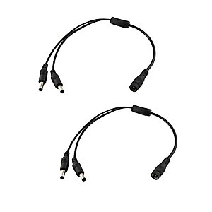 UpperFu 2pcs CCTV DC Power Splitter Cable 5.5mm x 2.5mm Female Jack to 2 Male Splitter Connector Cable 5.5mm x 2.5mm Adapter for LED Strip Surveillance Camera Security Camera