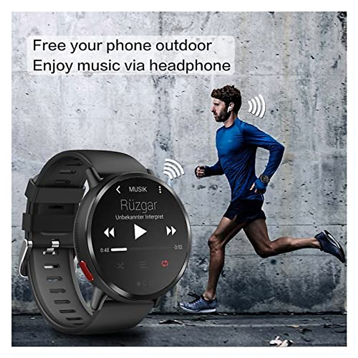 JAITEA Men's Smartwatch Women's GPS WiFi Android Smartwatch 900mAh 8MP Camera 1G 16GB Sports Watch 2 Inch 640 * 590 HD Men (Color : LEM X Set, Size : A)
