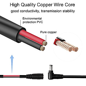 YACSEJAO DC Right Angle Coiled Power Cable 2.1mm x 5.5mm Male to Female Adapter Extension Cord for 12V CCTV Surveillance Camera Router LED Strip DVR Monitor Printers