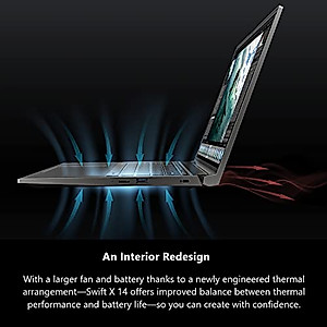 Acer Swift X 14 SFX14-71G-5911 Creator Laptop | 14.5" 2560 x 1600 (120Hz, 100% sRGB) | Intel i5-13500H | NVIDIA GeForce RTX 3050 Laptop GPU | 16GB LPDDR5 | 512GB Gen 4 SSD | Killer Wi-Fi 6E , Gray