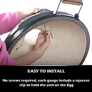 Grill Temperature Gauge Thermometer Replacement for Big Green Egg with 3.3" Large Face,Big Green Egg Accessories Thermometer Replacement 150-900°F with Waterproof and No-Fog Glass Lens