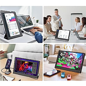 APILDELLA Portable Monitor 12’’ Laptop Monitor Extender USB C HDMI, FHD Travel Monitor Plug&Play Laptop Screen/Smart Cover, External Monitor for Laptop PC Phone Mac Switch Xbox PS4