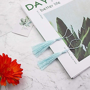 VAPKER 30 Pieces Light Blue Tassels 13cm/5-Inch Silky Handmade Soft Mini Tassels Floss Bookmark Tassels with 2-Inch Cord Loop for Jewelry Making, DIY Projects, Bookmarks