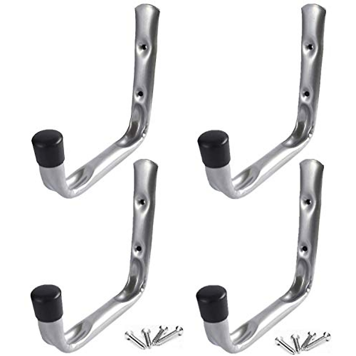 4 PCS Garage Storage Utility Hook Heavy Duty Wall Mounted Storage Hanger Perfect Garage Organizer for Ladders Folding Chairs Surf Boards Fishing Poles Garden Tools Swimming Tools