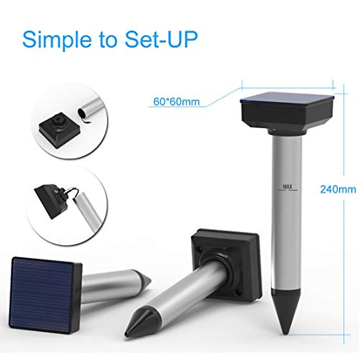 Winpest Snake Away Repellent Safe for Dogs, Solar Powered Snake Repellent for Yard, Get Rid of Snakes Snake Gone - 2 Pack